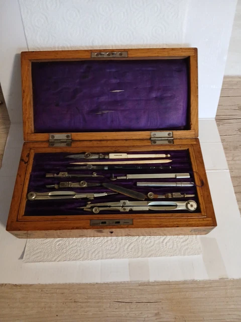 ANTIQUE DRAWING DRAFTSMAN Instruments Set By Harling Of London Cased £ ...