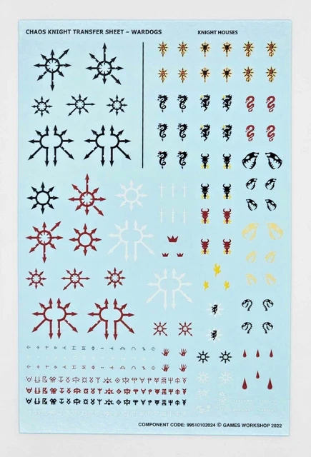 CHAOS KNIGHTS WAR Dogs Transfer Sheet Decals - Warhammer 40k $12.00 ...