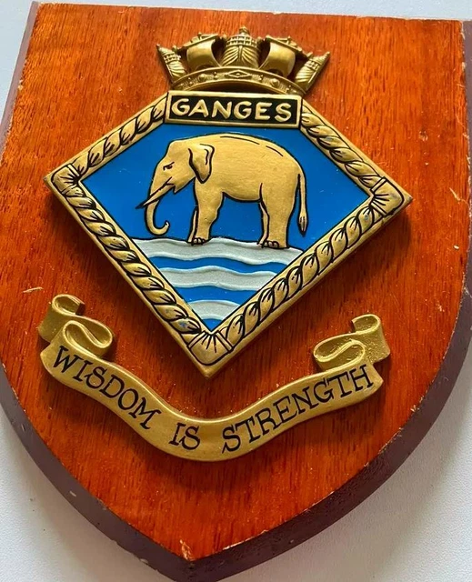 VINTAGE HMS GANGES Ship Badge Crest Shield Plaque HMS Royal Navy £75.00 ...