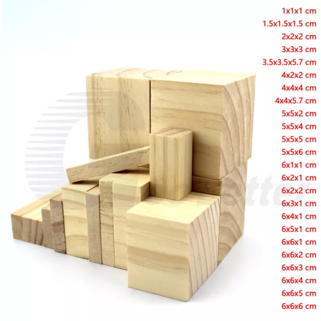 MINI 1-6CM NATURAL Solid Larch Wood Block Cubes for Model Art Craft ...