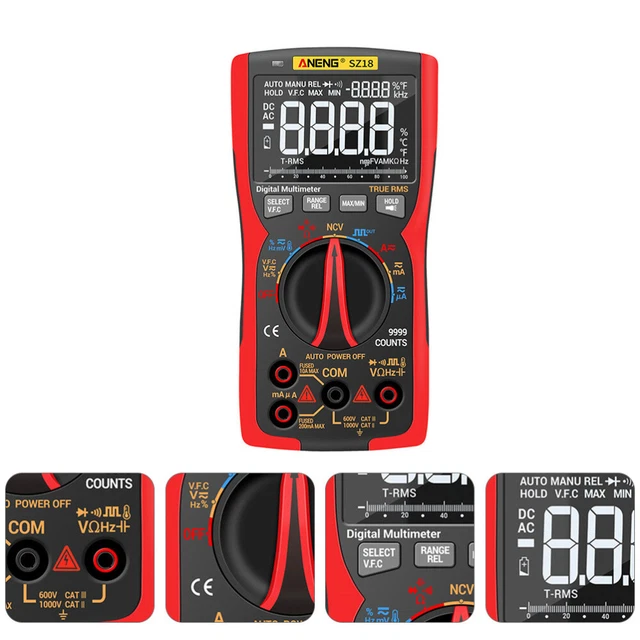 PORTABLE MULTIMETER 9999 Digital Handheld Smart Measuring Instrument ...