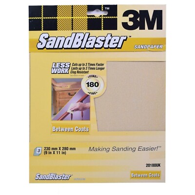 3M SANDBLASTER SANDPAPER Between Coats Paint Stripping P180 20180Uk ...