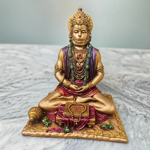 RESIN WITH METALLIC finish Lord Hanuman sitting statue/showpiece for ...