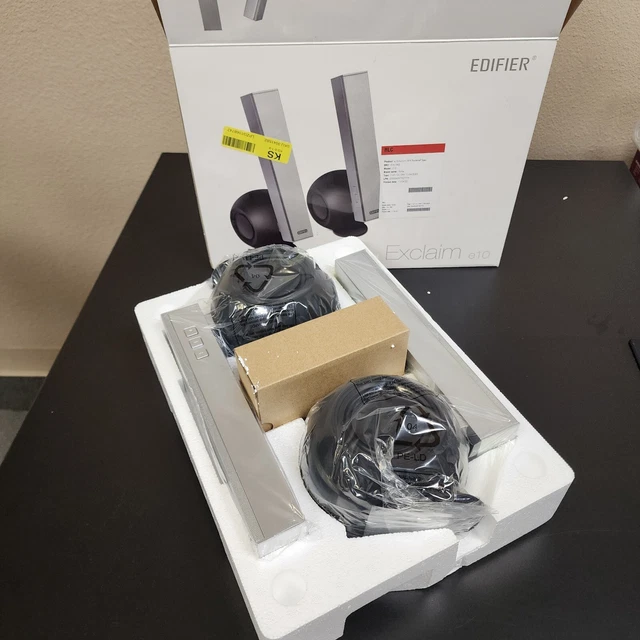 EDIFIER EXCLAIM E10 Bi-Amped 2.0 Speaker System Silver & Black Modern ...