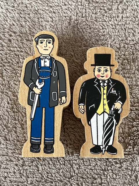 THOMAS WOODEN TRAINS Figures Sir Topham Hatt Fat Controller & Mechanic ...