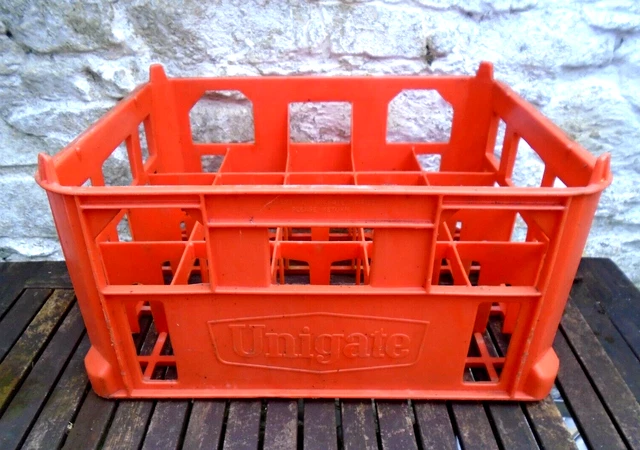 VINTAGE 1980S UNIGATE Dairies Orange Hard Plastic Milk Bottle Crate £23 ...