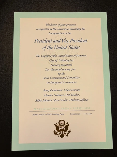 TRUMP 2025 OFFICIAL Numbered Inauguration Invite Ticket 6x9 Full Size ...