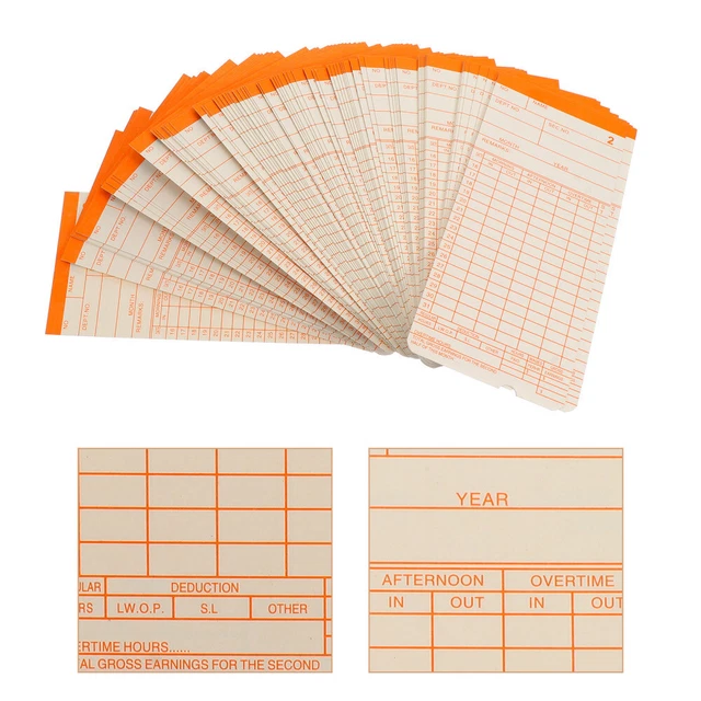 100 SHEETS DOUBLE-SIDED Time Card Employee Attendance Sheet Attendance ...