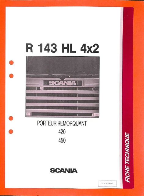 SCANIA / TECHNICAL Sheet / R 143 Hl 6X2 Carrier / 1992 £8.23 - PicClick UK