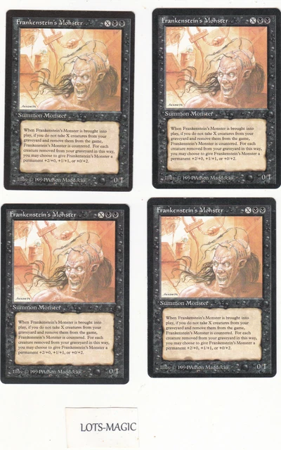 LOT X4 CARTES Frankenstein's Monster THE DARK MAGIC MTG ENGLISH 1994 EX ...