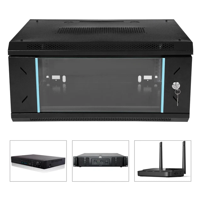 4U WALL MOUNT Network Server Cabinet Enclosure Rack Black With Lock ...