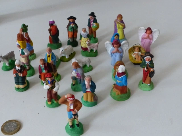 LOT DE 23 santons anciens en terre cuite - 6 cm EUR 50,00 - PicClick FR