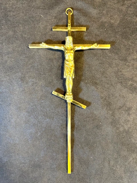SOLID BRASS SLOVAKIAN IHUI Crucifix Jesus Christ on the Cross Wall ...