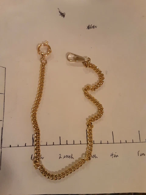 VINTAGE POCKET WATCH chain 12inches, 18kgold filled,stamp, as pictured ...