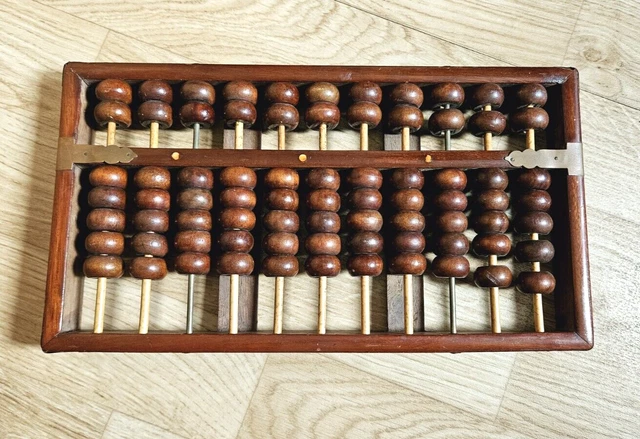 ANCIEN BOULIER LOTUS Chinois Bois Huali Chinese Lotus Wooden Abacus 11 ...