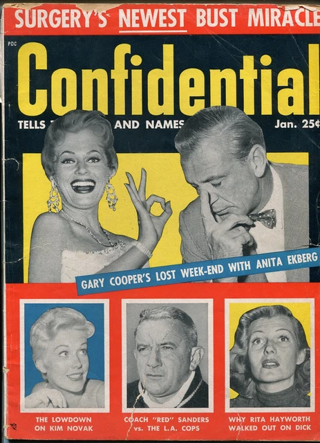 MAG : LOWDOWN 1/1946-Lily St Cyr-Anita Ekberg-Gary Cooper-Kim Novak ...