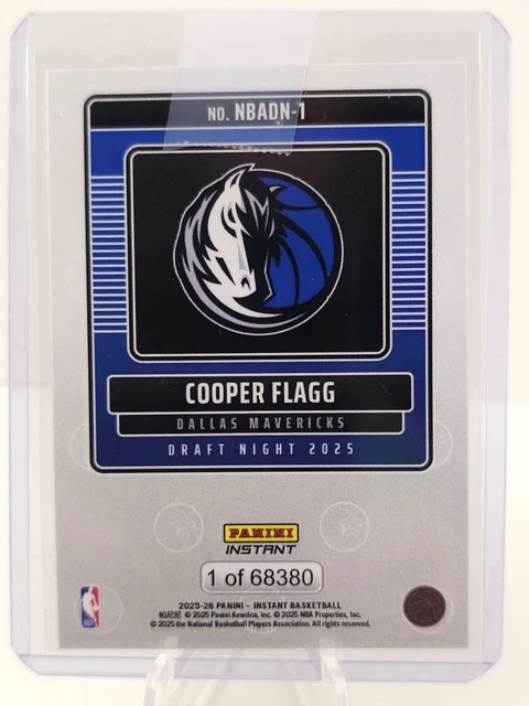 COOPER FLAGG ROOKIE 2025-26 Panini NBA #1 Draft Night Card Dallas ...