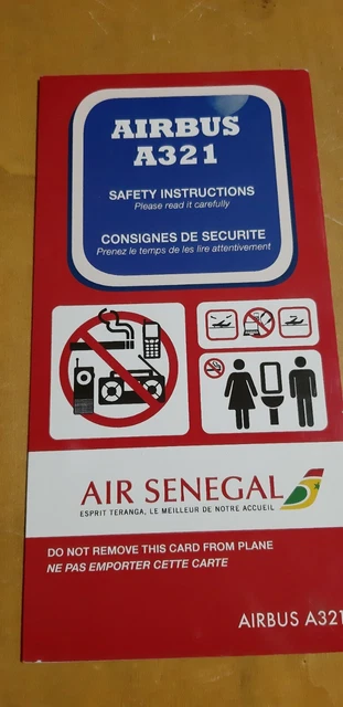 AIR SENEGAL SAFETY card Airbus A321 Rare EUR 30,95 - PicClick IT