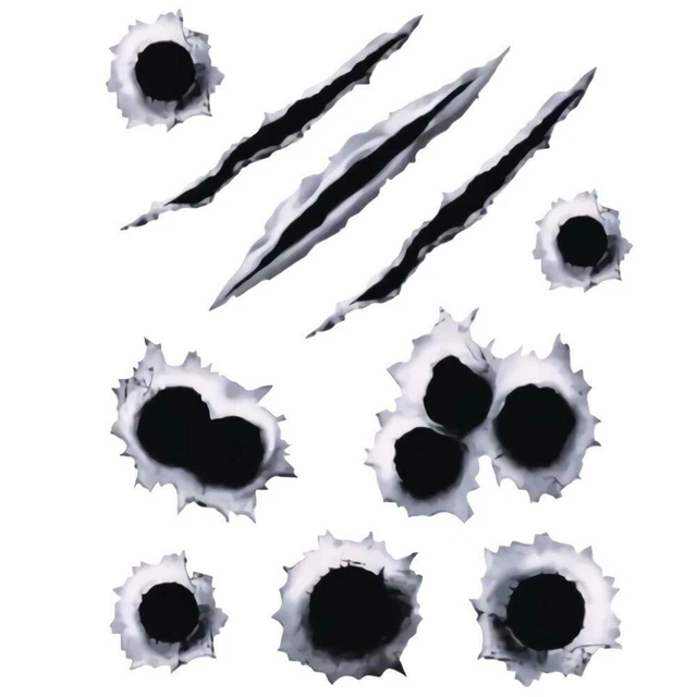 REALISTIC AUTO DECALS 3D Bullet Hole Design Scratch Resistant and ...