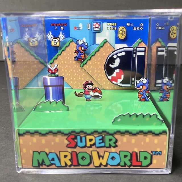 SUPER MARIO WORLD 3D Cube Handmade Diorama Shadowbox Snes Fanart Decor ...