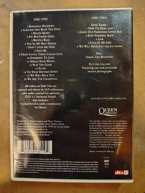 QUEEN - GREATEST Video Hits 1 -DVD- 2002, 2-Disc Set $15.00 - PicClick CA