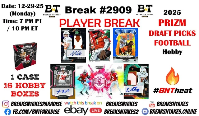 LUTHER BURDEN III 2025 Prizm Draft Picks Football Hobby CASE Break ...