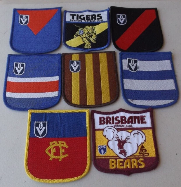 VFL PATCHES FROM 70S X6 =Melb=Ess=Bulldogs=Hawks=Geel=Fitzroy=&Tigers ...