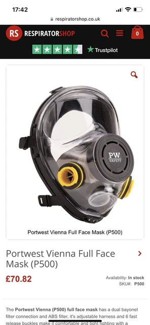 PORTWEST VIENNA FULL Face Mask Respiratory Bayonet Brand New Safety ...