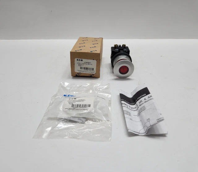 EATON HT8FBRF7 2-POSITION Illuminated Push-Pull Red Button Unit 120V £ ...