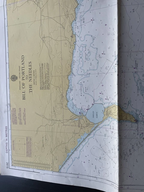 VINTAGE ADMIRALTY CHART MAP. BILL OF PORTLAND NEEDLES No. 1973 Edition ...