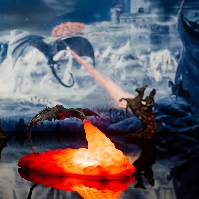 3D PRINTED FIRE Dragon Lights, LED USB Rechargeable Desktop Lamp for E ...