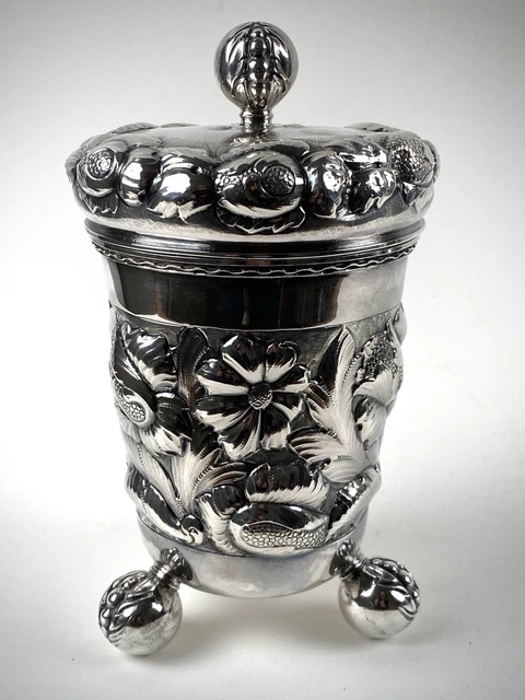 SOLID SILVER STERLING Lidded Pot Denmark Circa 1880 18th Century Style ...