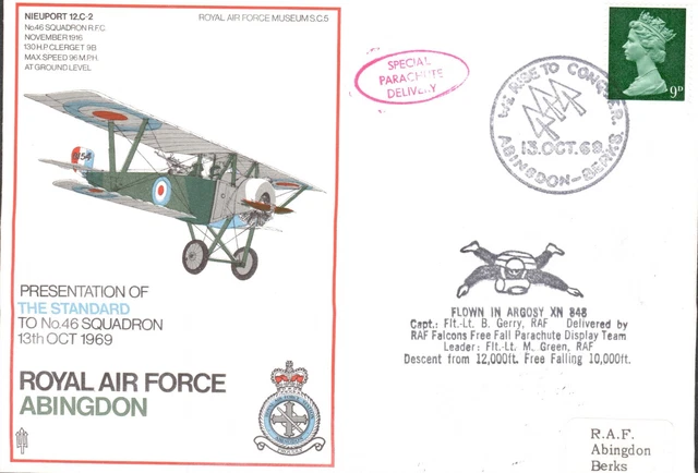 1969 RAF ABINGDON No 46 Squadron Standard presentation Parachute ...