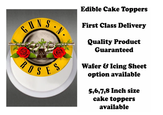 EDIBLE GUNS N Roses Themed Cake Topper £3.50 - PicClick UK