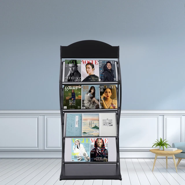 NEWSPAPER RACK MAGAZINE Stand Literature Holder Book Magazine Display ...