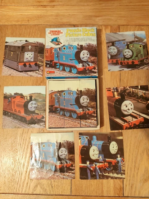 VINTAGE RARE THOMAS The Tank Engine Puzzle Block Picture Cubes 6 Scenes ...