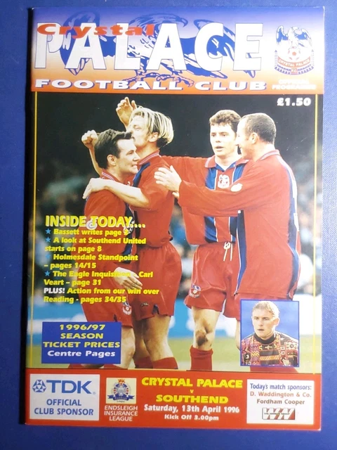 CRYSTAL PALACE V Southend United 13th April 1996 Excellent £1.17 ...