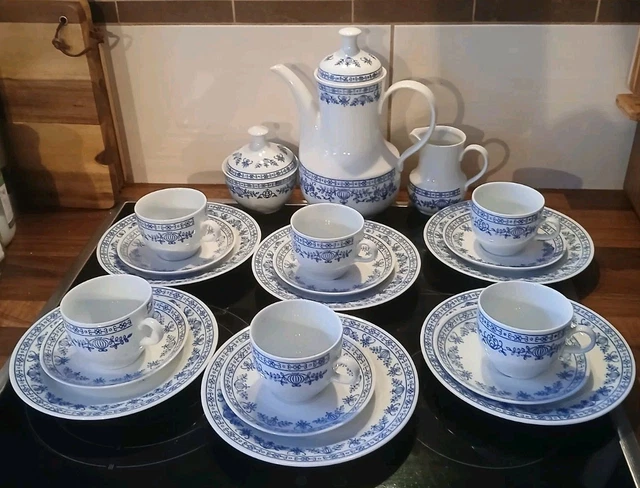 DDR KAFFEESERVICE KAHLA Kobaltunterglasur - für 6 Personen - 21 Teile EUR 60,00 - PicClick DE