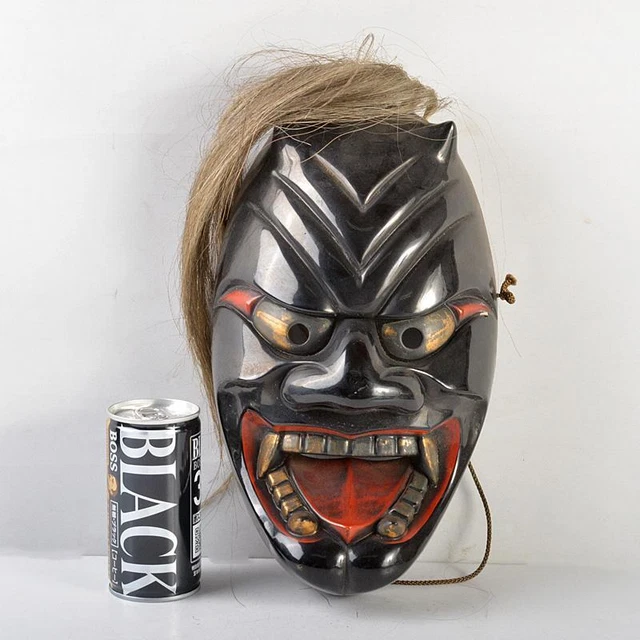 TRADITIONAL CRAFT MASK Noh Oni Ogre Kiyomi Wood Carving Lacquer ...
