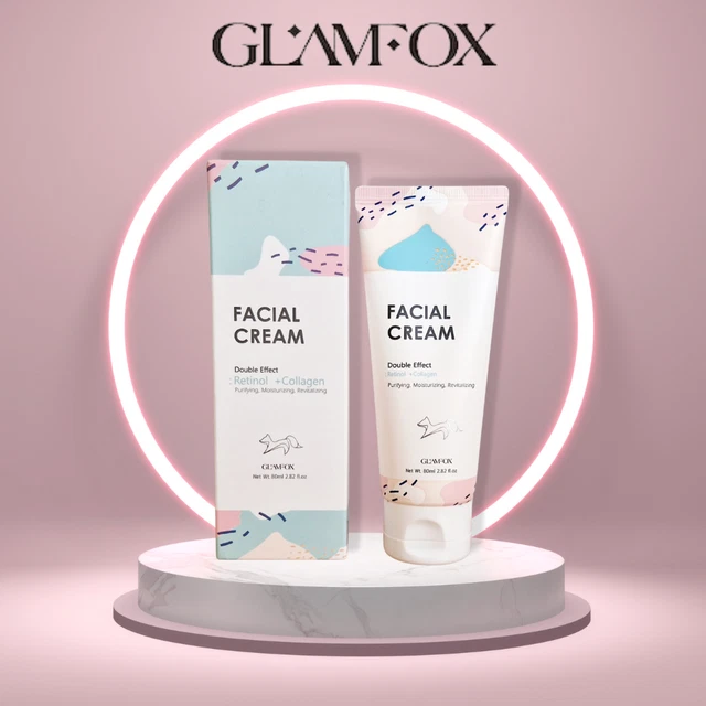 GLAMFOX FACIAL CREAM Double Effect Retinol + Collagen Korean Face Skin ...