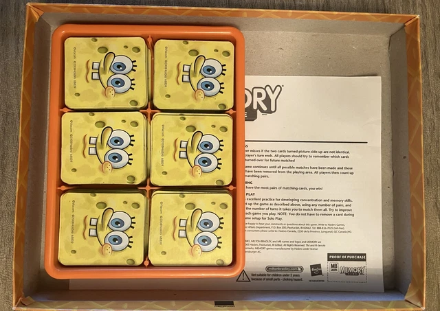 NICKELODEON SPONGEBOB SQUAREPANTS Memory Game Cards Tray Complete 2008 ...
