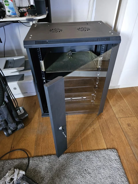 16U SERVER RACK Cabinet 1xPDU 4xShelves 2xBrush Panel 1x24 Port Cat6 ...