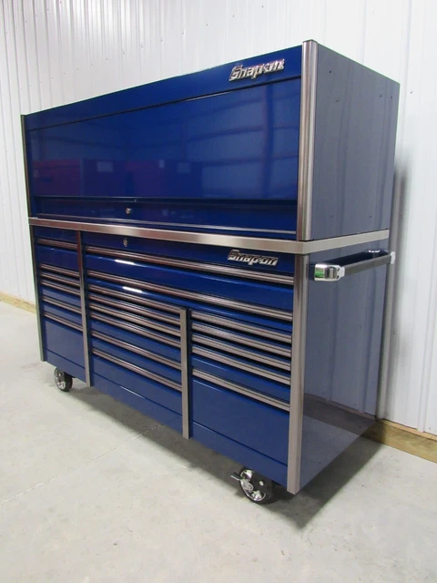 SNAP ON MIDNIGHT Blue & Titanium 84" Epiq Tool Box, Stainless Steel Top ...