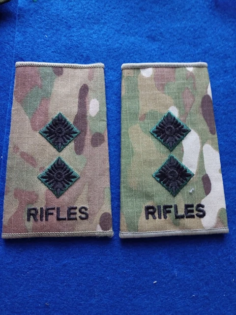 BRITISH ARMY THE RIFLES Lieutenant Rank Slides Lt PCS Multicam [ pair ...