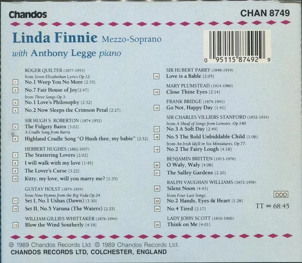 CHAN8749 LINDA FINNIE, Anthony Legge Chansons Des Îles Britanniques CD ...