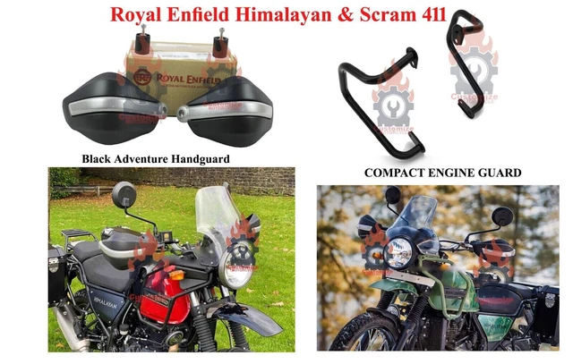 ROYAL ENFIELD &HIMALAYAN Scram 411 Black Compact Engine Guard Combo ...