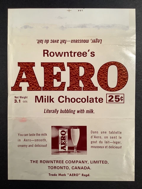 ROWNTREE’S & NESTLE Aero 1960’s-1990’s Canadian Chocolate Bar Wrappers ...