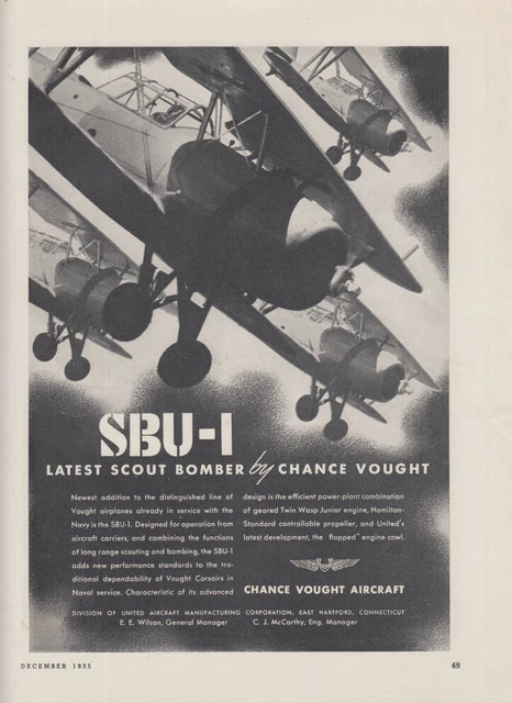 LATEST SCOUT BOMBER: Chance Vought SBU-1 biplane ad 1935 £9.44 ...