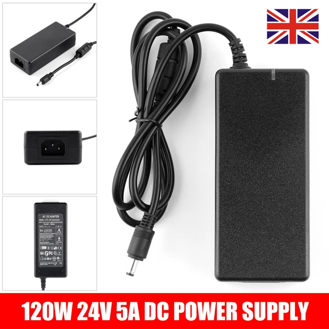 LATEST AC DC 24V 5A 120W Power Supply Adapter Charger For LED CCTV 3 ...