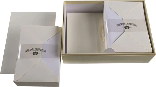 CROWN MILL LUXURY Letter Writing Paper Stationery Set/Box - Cream £43. ...